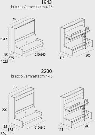 Litera abatible con altillo y sofá - Sofas Camas Cruces